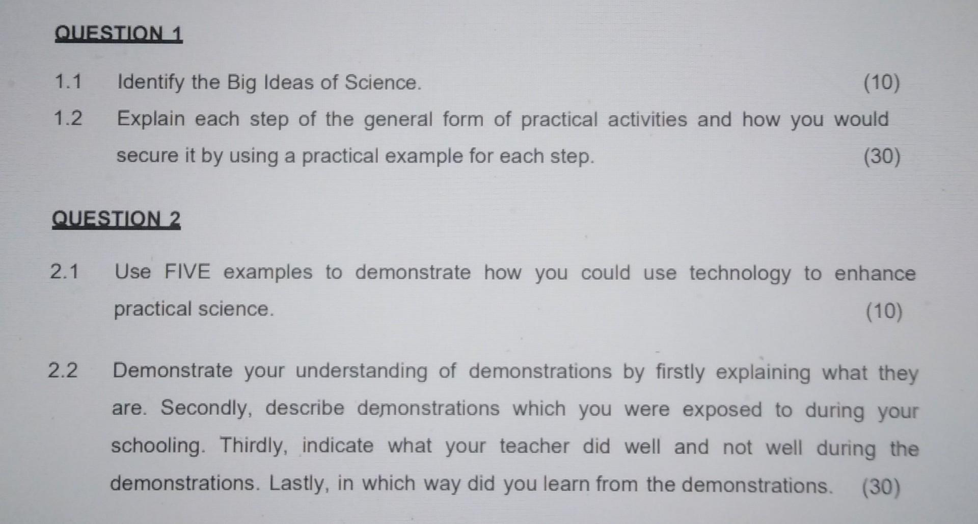 Solved 1 1 Identify The Big Ideas Of Science 10 1 2