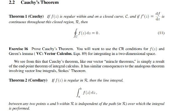 Solved 2.2 Cauchy's Theorem = Theorem 1 (Cauchy) Il (2) is | Chegg.com