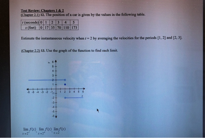 Solved Test Review: Chapters 1 & 2 (Chapter 2.1) 12. The | Chegg.com