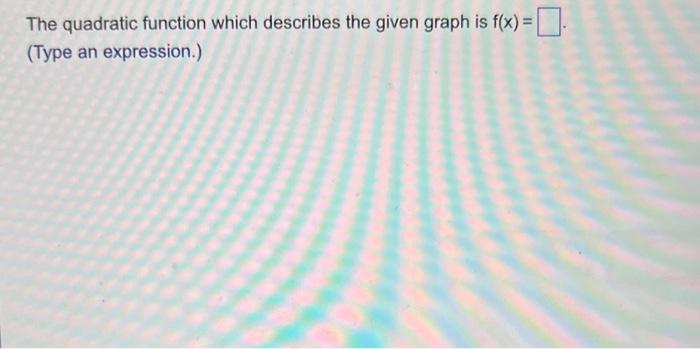 Solved Determine the quadratic function whose graph is given | Chegg.com