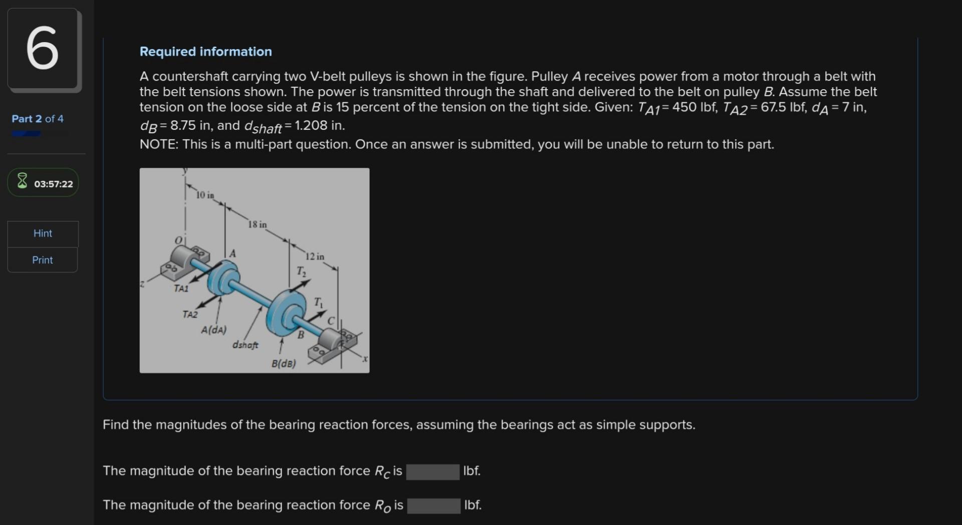 Solved Required information A countershaft carrying two | Chegg.com