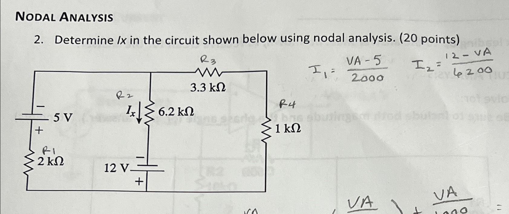 Solved NodAL AnAlysis2. ﻿Determine Ix ﻿in the circuit shown | Chegg.com
