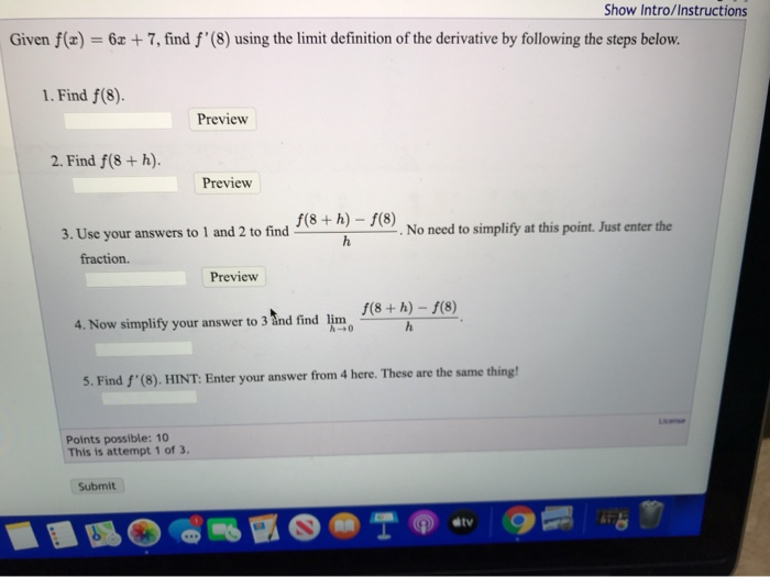 Solved Show Intro/Instructions Given f(x) = 6x + 7, find | Chegg.com