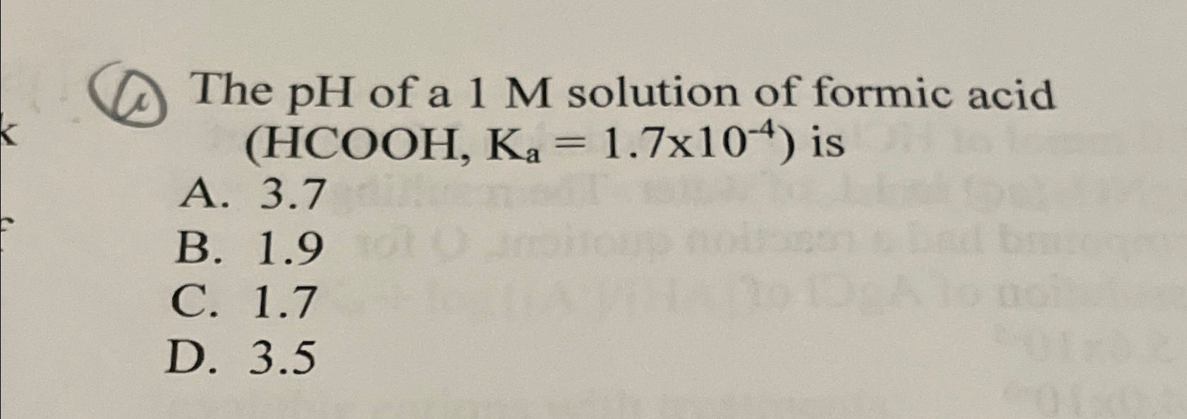 Solved (a) ﻿The pH ﻿of a 1M ﻿solution of formic acid | Chegg.com
