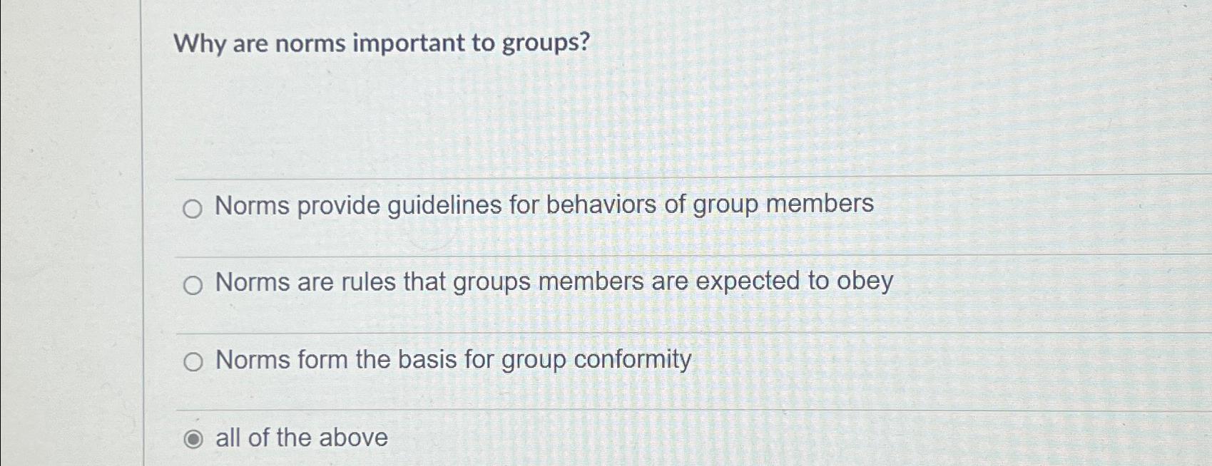 Solved Why are norms important to groups?Norms provide | Chegg.com