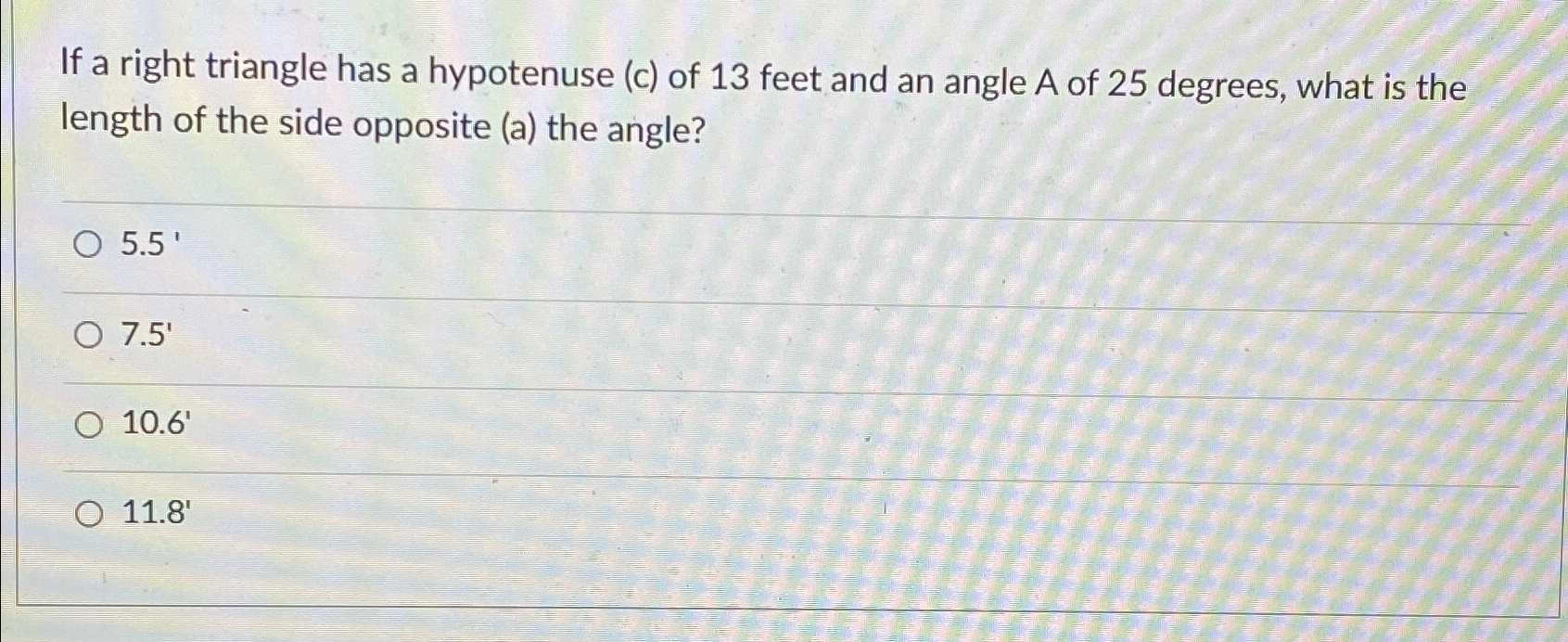 Solved If a right triangle has a hypotenuse (c) ﻿of 13 ﻿feet | Chegg.com