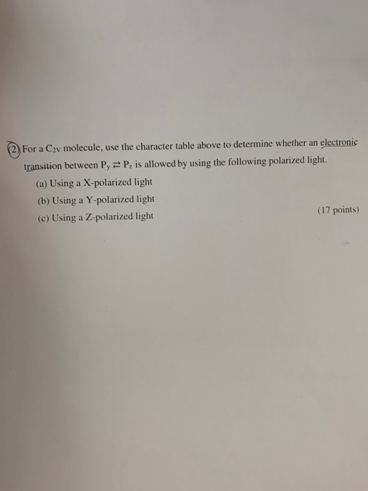 Solved C2v character table is shown as below: netry ies E С2 | Chegg.com