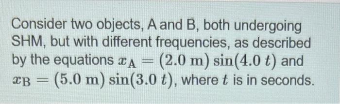 Solved Consider two objects, A and B, both undergoing SHM, | Chegg.com