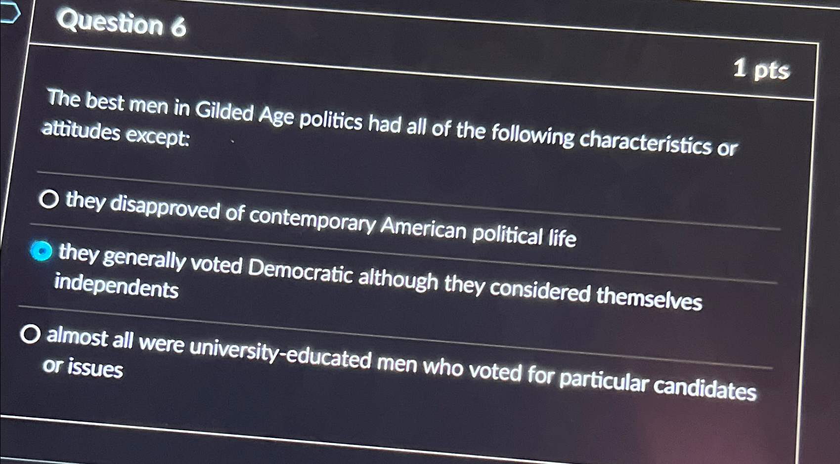 Solved Question 61 ﻿ptsThe best men in Gilded Age politics | Chegg.com