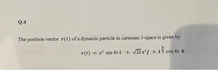 Solved The position vector r(t) of a dynamic particle in | Chegg.com