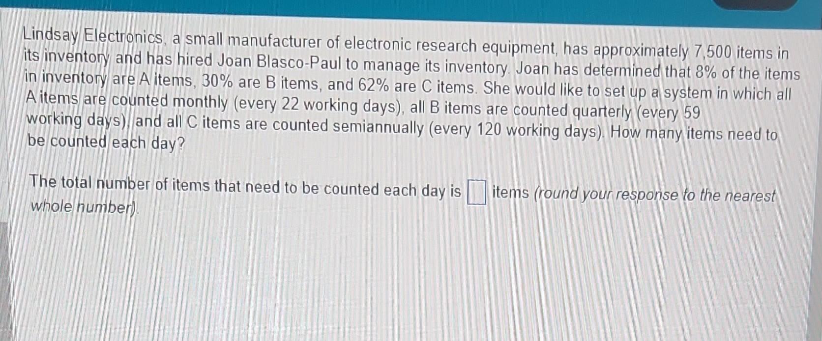 Solved Lindsay Electronics, a small manufacturer of | Chegg.com