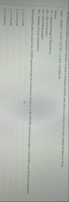 Solved The following multiple regression equation is used to | Chegg.com