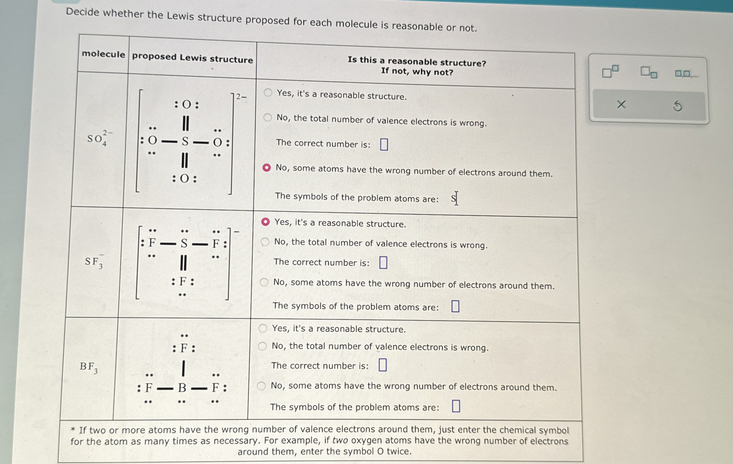 Solved Decide whether the Lewis structure proposed for each | Chegg.com
