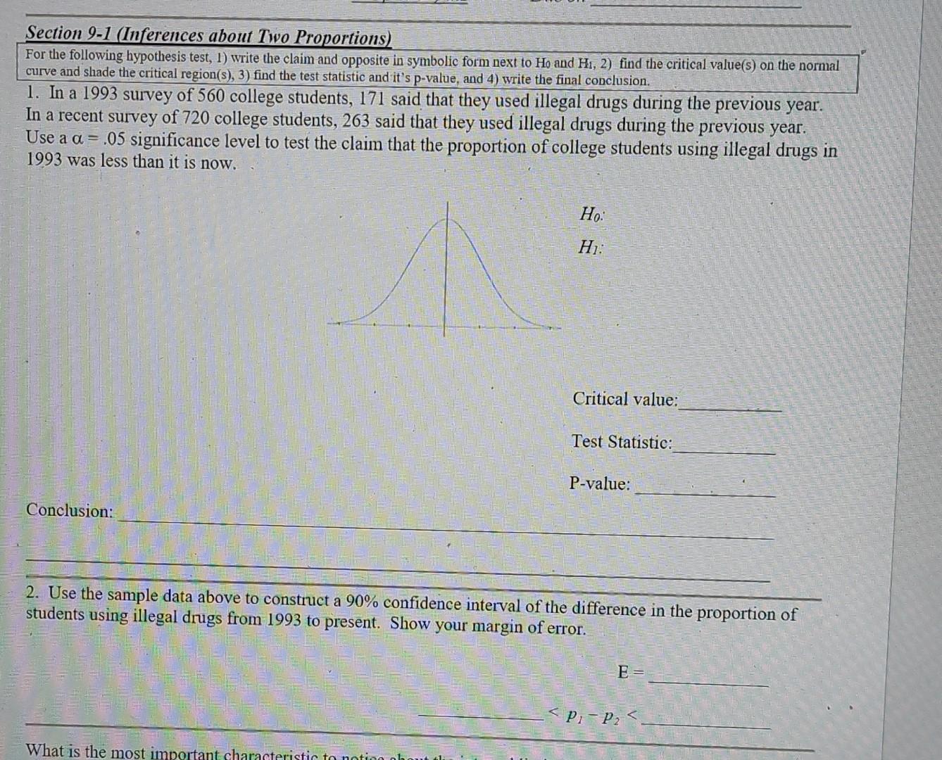 Solved Section 9-1 (Inferences about Two Proportions) For | Chegg.com