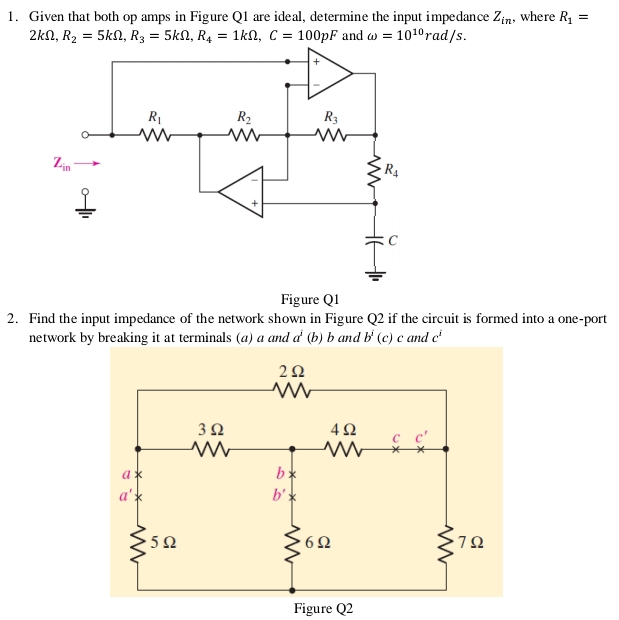 Solved by an EXPERT Given that both op amps in Figure Q1 ﻿are ideal, | Chegg.com