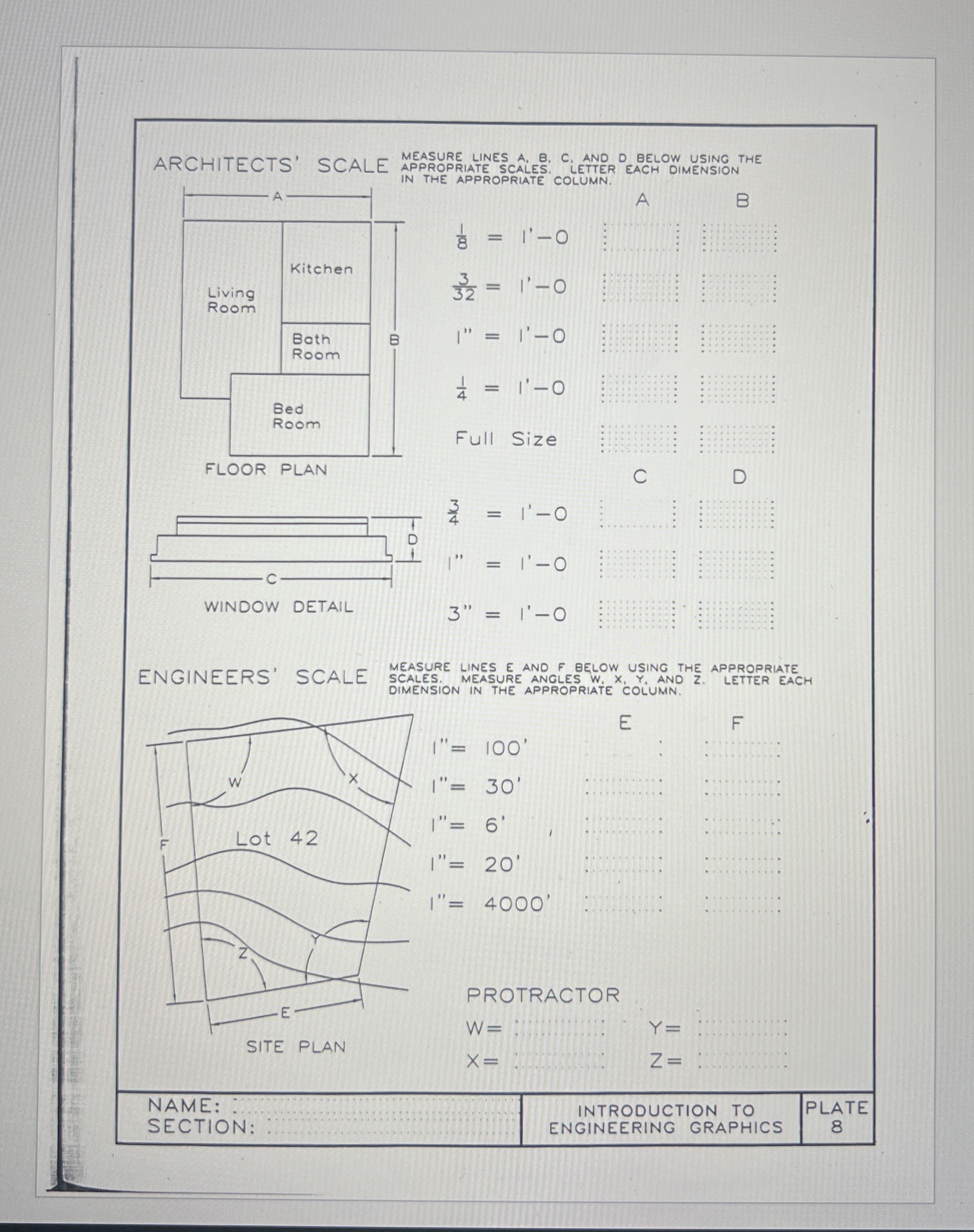 Solved ARCHITECTS' SCALE MEASURE LINESAA.B. ﻿C. ﻿AND D BELOW | Chegg.com