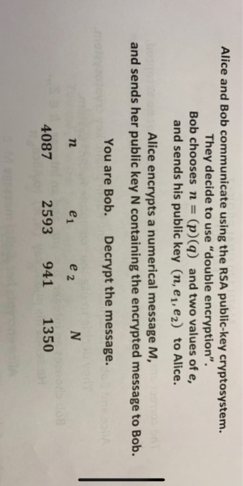 Solved Alice and Bob communicate using the RSA public-key | Chegg.com