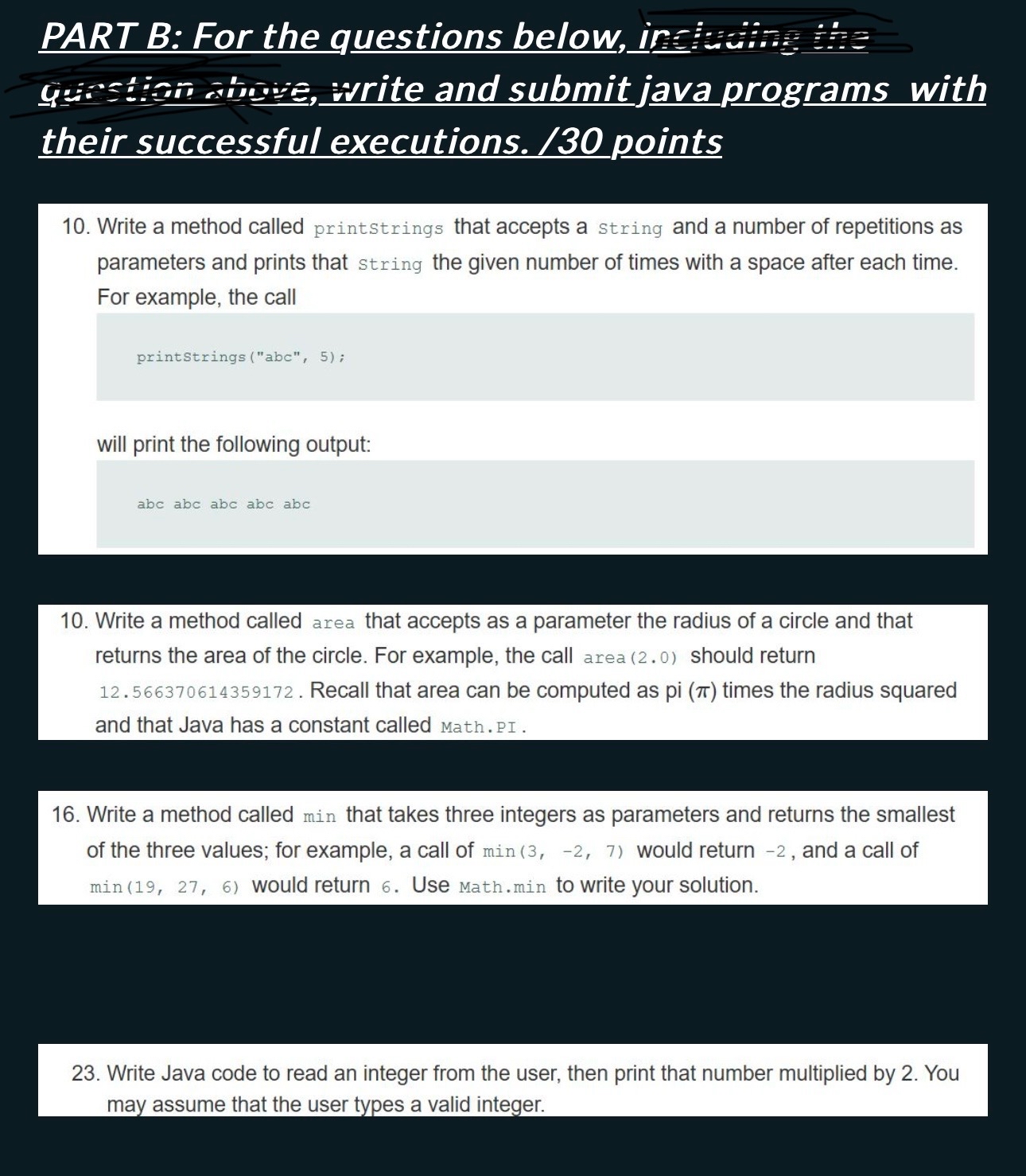 Solved PART B: For the questions below, infinume : : their | Chegg.com