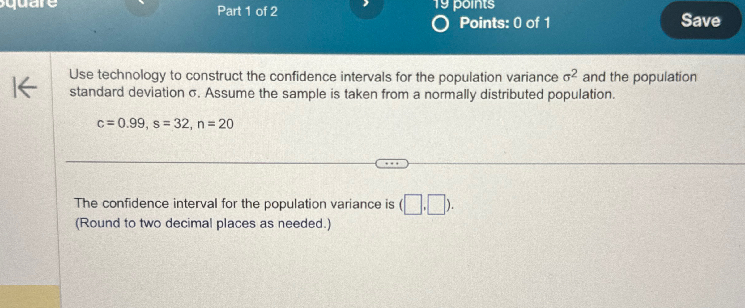 Solved Part 1 ﻿of 2pointsPoints: 0 ﻿of 1Use technology to | Chegg.com