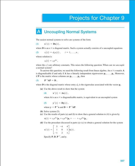 Solved A Uncoupling Normal Systems The easiest normal | Chegg.com