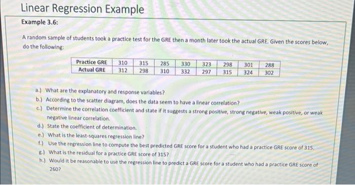 Solved Linear Regression Example Example 3.6: A Random 