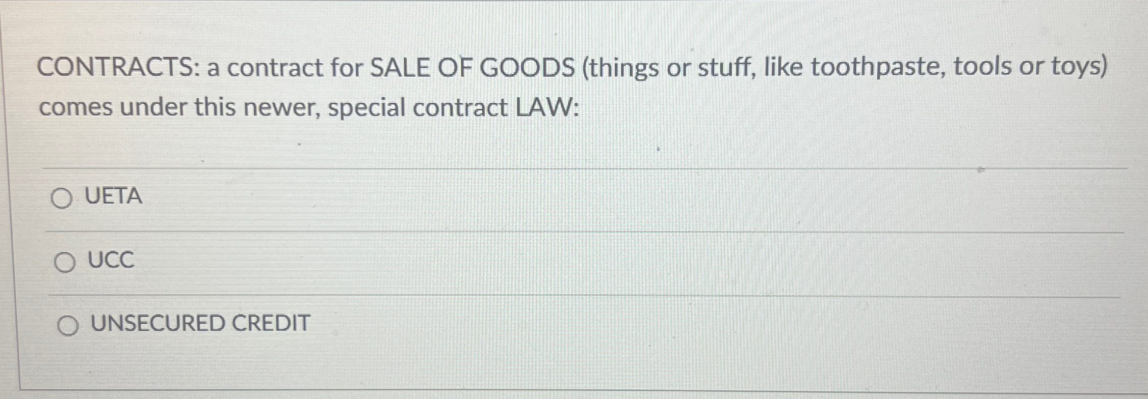 Solved CONTRACTS: a contract for SALE OF GOODS (things or | Chegg.com
