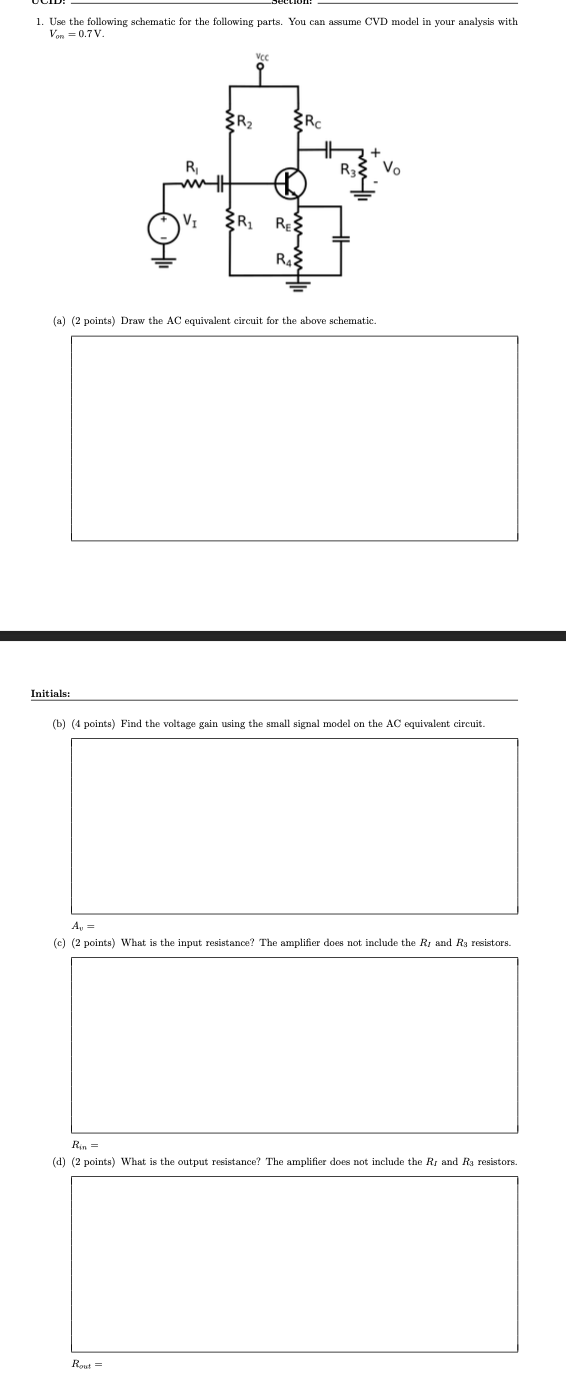 Solved Use the following schematic for the following parts. | Chegg.com