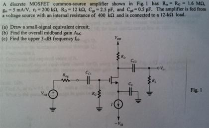 A discrete MOSFET common-source amplifier shown in | Chegg.com