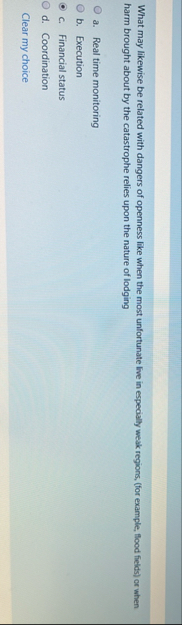Solved What may likewise be related with dangers of openness | Chegg.com