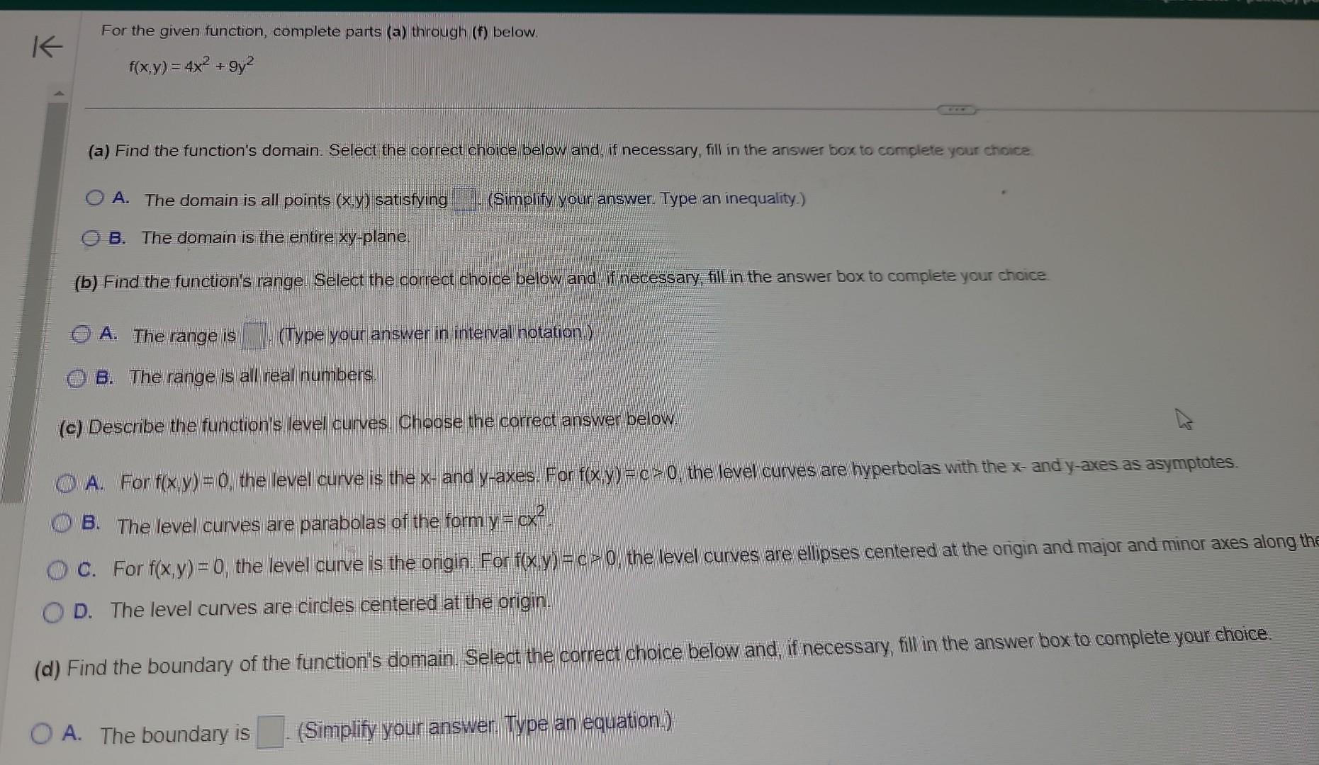 Solved For the given function, complete parts (a) through | Chegg.com