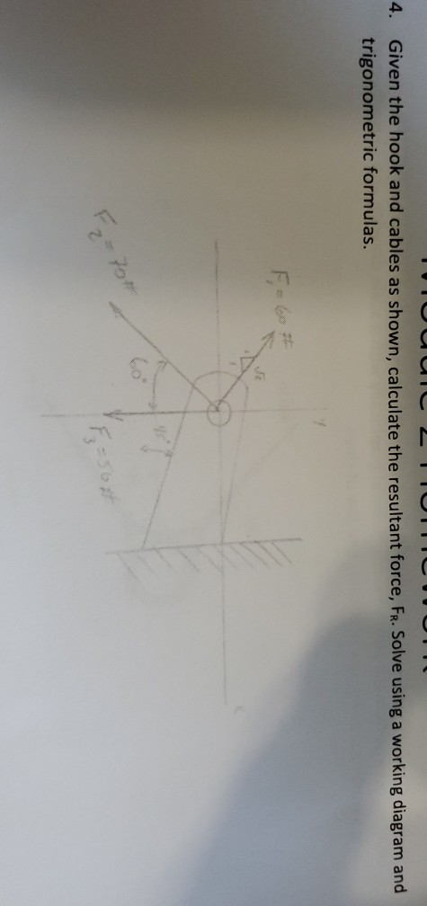 Solved 4. TUUU 2 TUTVU Given the hook and cables as shown, | Chegg.com