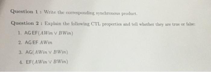 Solved Exercise 2 : Synchronised automata Below are three | Chegg.com