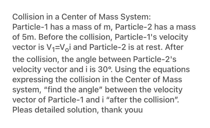 Solved Collision in a Center of Mass System: Particle-1 has | Chegg.com