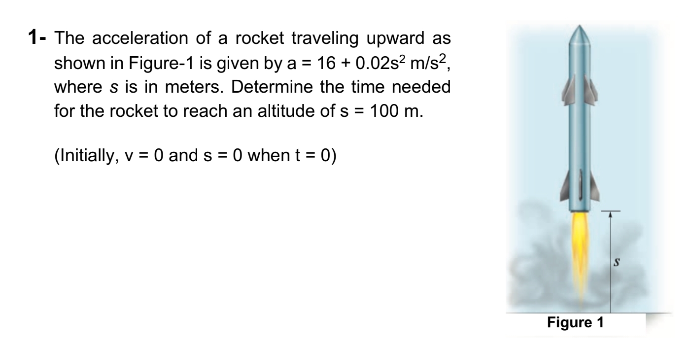 Solved 1- ﻿The acceleration of a rocket traveling upward | Chegg.com