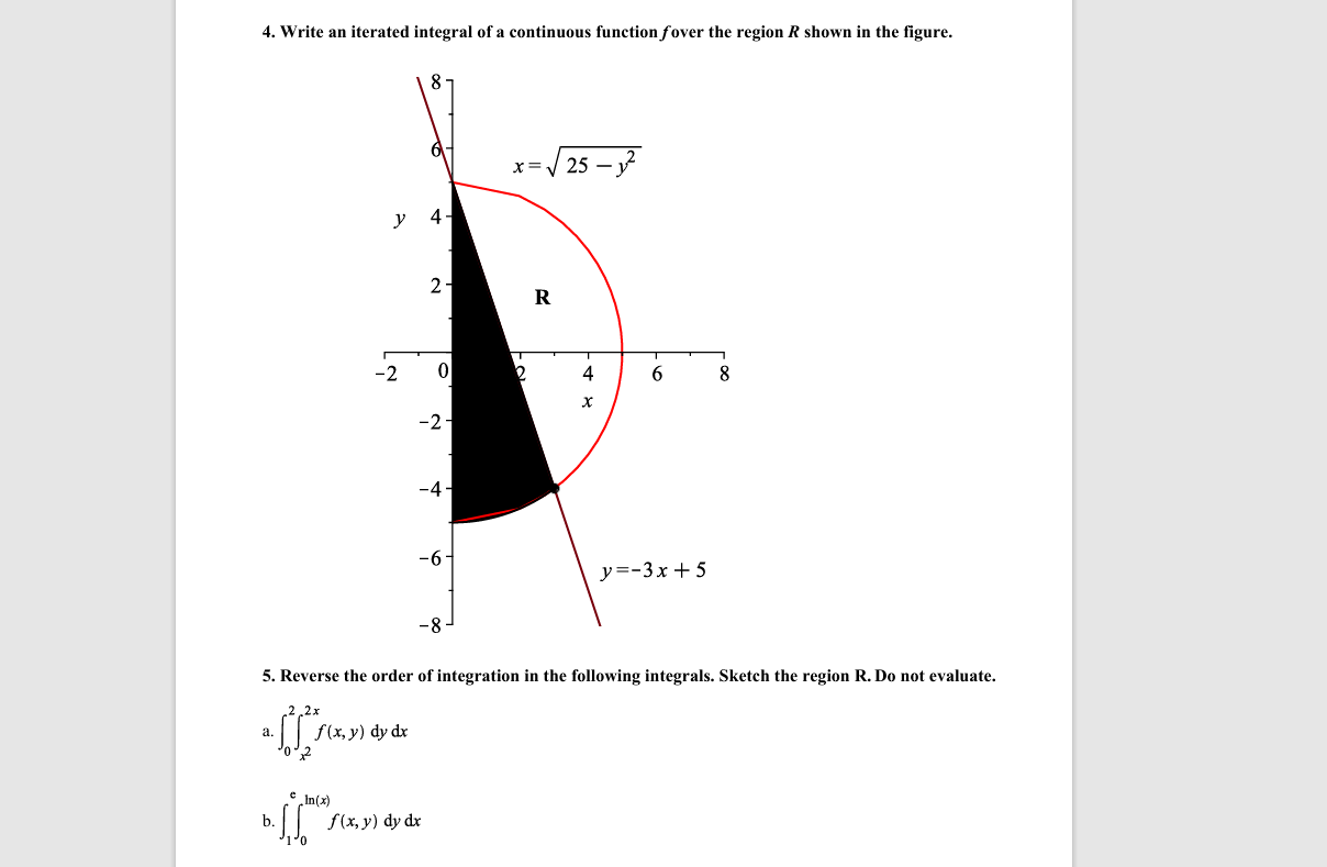 Solved Write an iterated integral of a continuous function f | Chegg.com