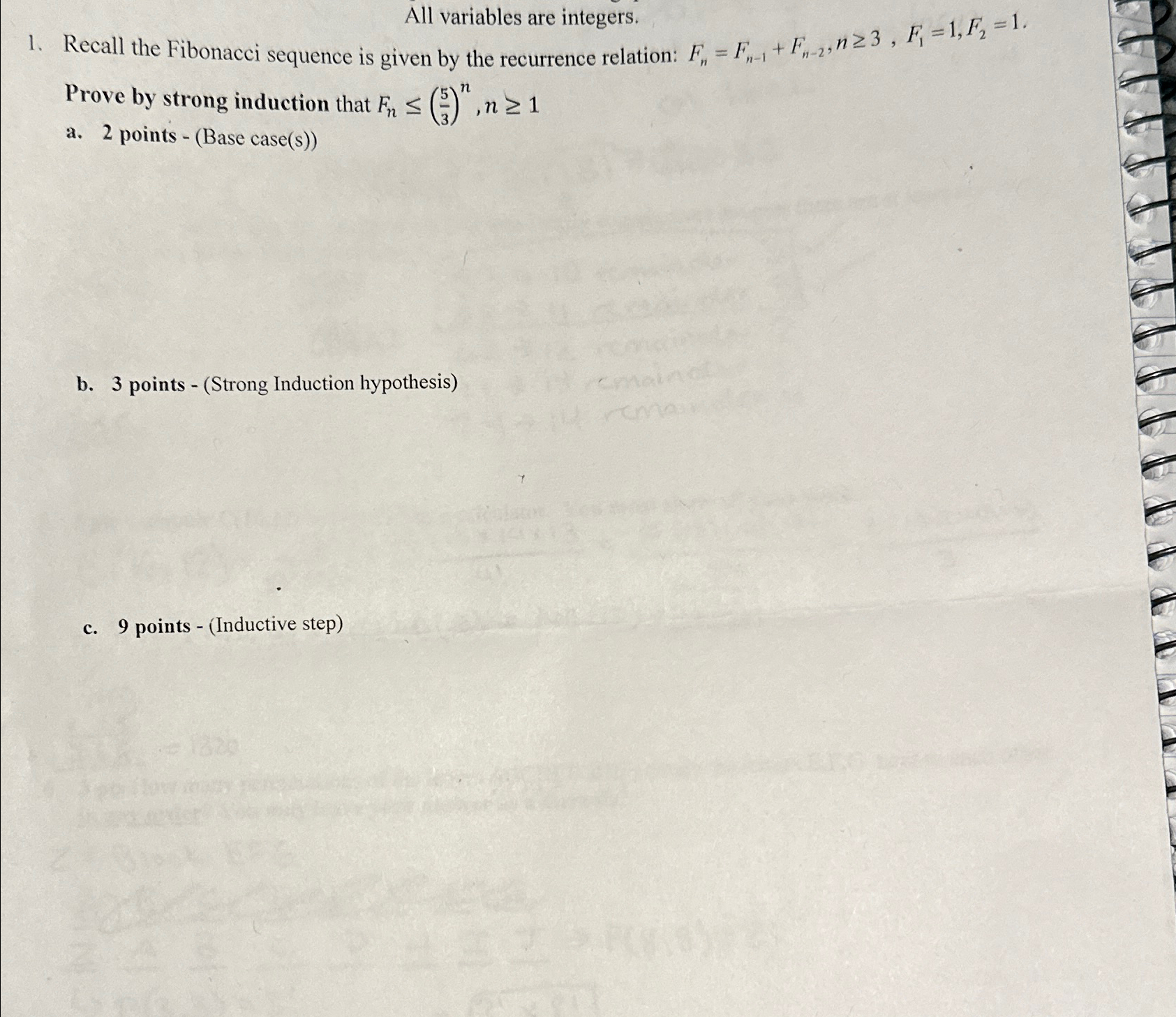 Solved All variables are integers.Recall the Fibonacci | Chegg.com
