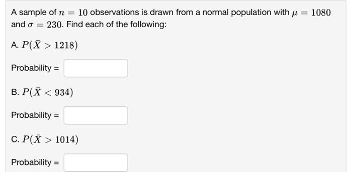 Solved A sample of n=10 observations is drawn from a normal | Chegg.com