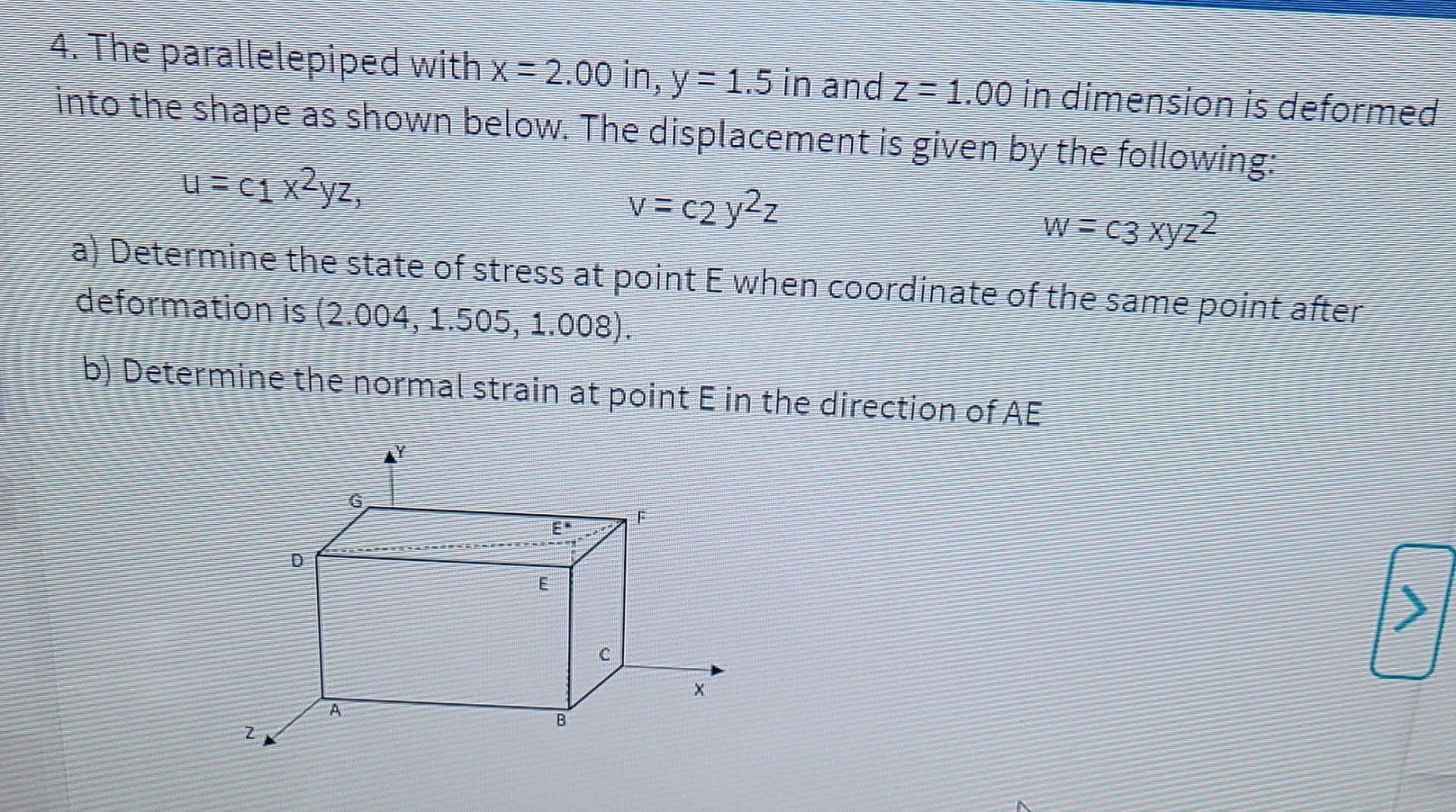 Solved 4. The parallelepiped with x = 2.00 in, y = 1.5 in | Chegg.com