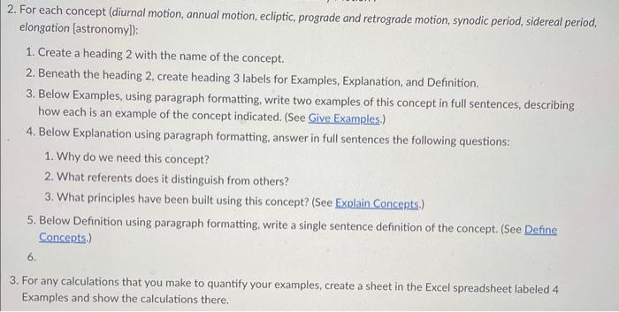2. For each concept (diurnal motion, annual motion, | Chegg.com