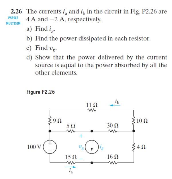 Solved 2.26 The currents ia and ib in the circuit in Fig. | Chegg.com