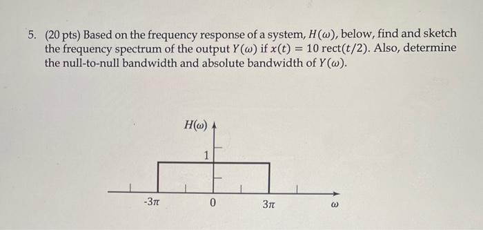 Solved 5. ( 20 pts) Based on the frequency response of a | Chegg.com