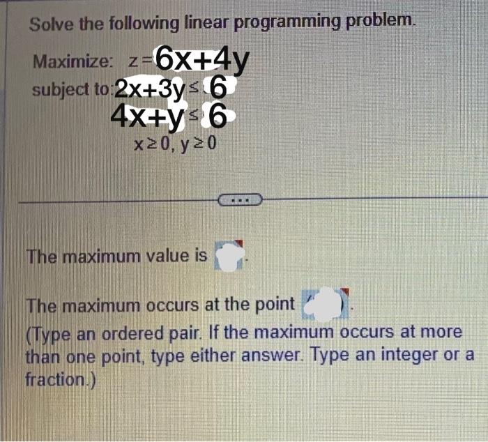 Solved Solve the following linear programming problem. | Chegg.com