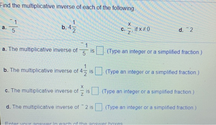 Solved Find the multiplicative inverse of each of the | Chegg.com