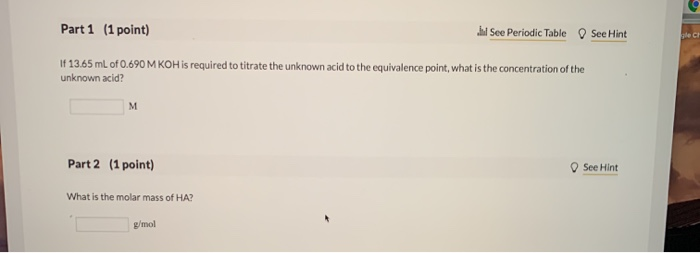 Part 1 (1 point) hul see Periodic Table See Hint alec | Chegg.com
