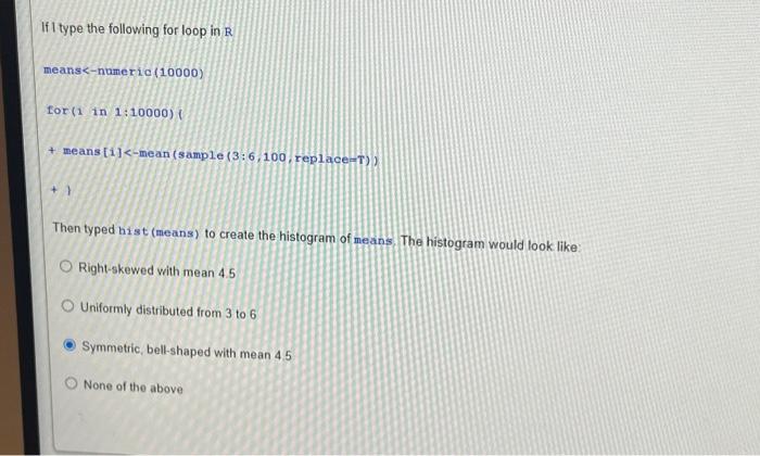 If I type the following for loop in R means