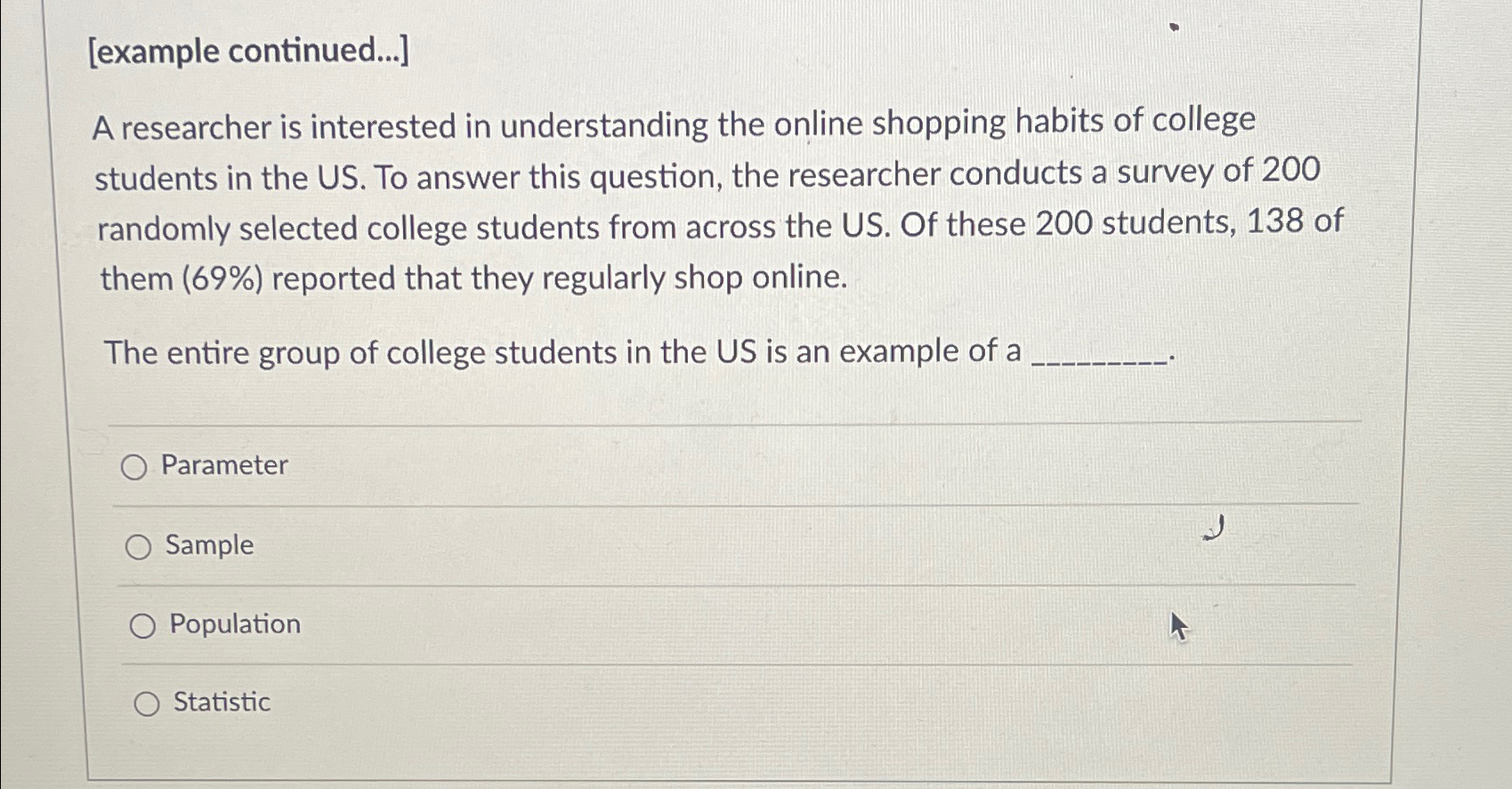 Solved [example continued...]A researcher is interested in | Chegg.com