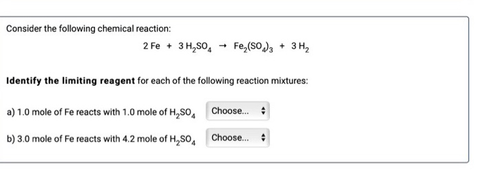 Solved Consider the following chemical reaction: 2 Fe + | Chegg.com