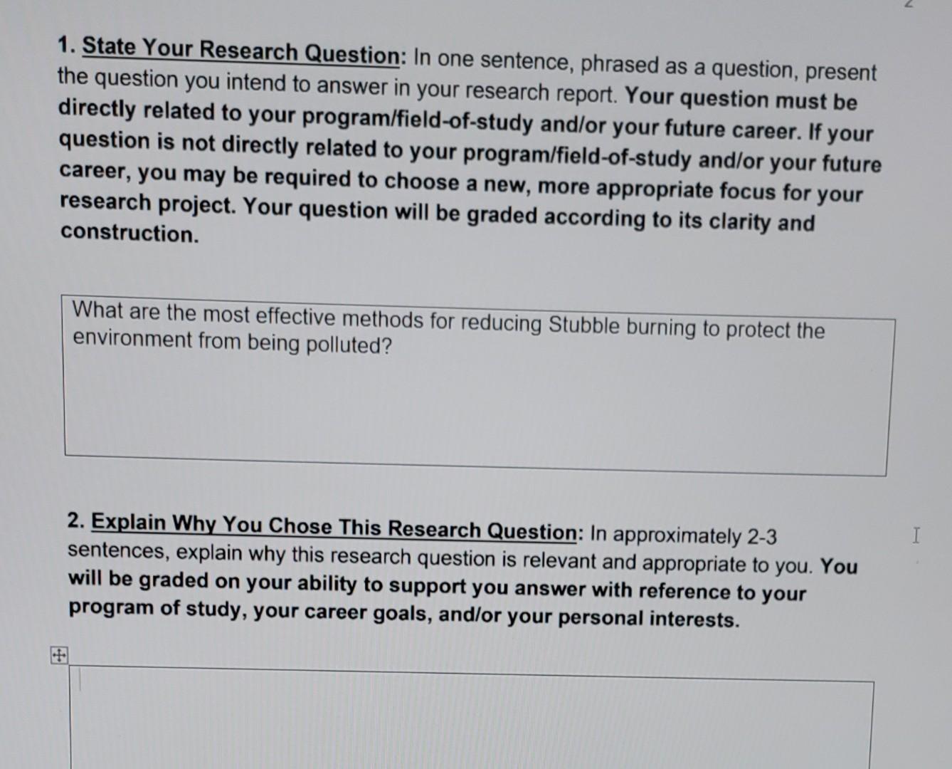 Solved 1. State Your Research Question: In one sentence, | Chegg.com