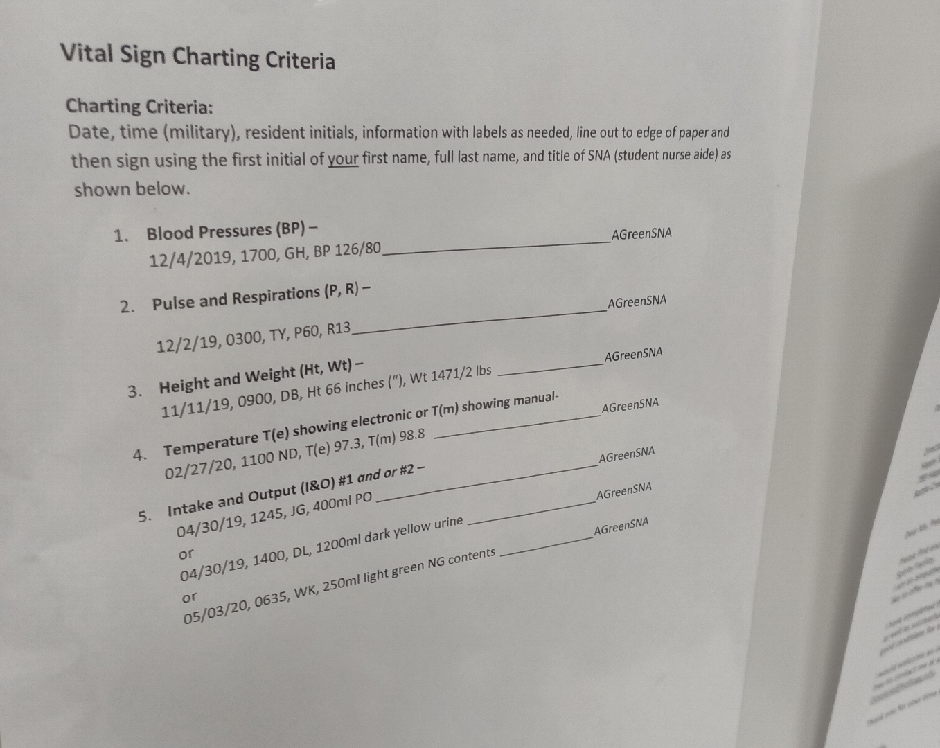 Solved Vital Sign Charting CriteriaCharting Criteria:Date, | Chegg.com