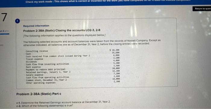 Solved Required information Problem 2-38A (Static) Closing | Chegg.com